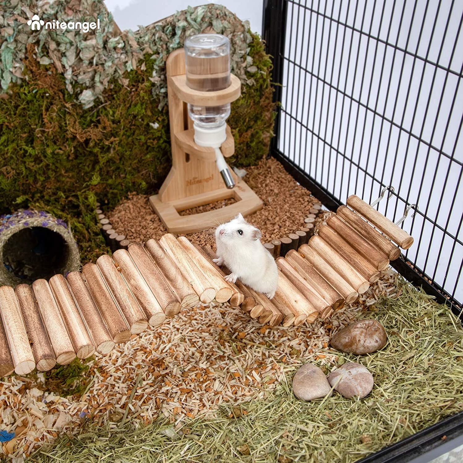 Natural Wood Bridge for Syrian and Dwarf Hamsters Flexible Fencing ...