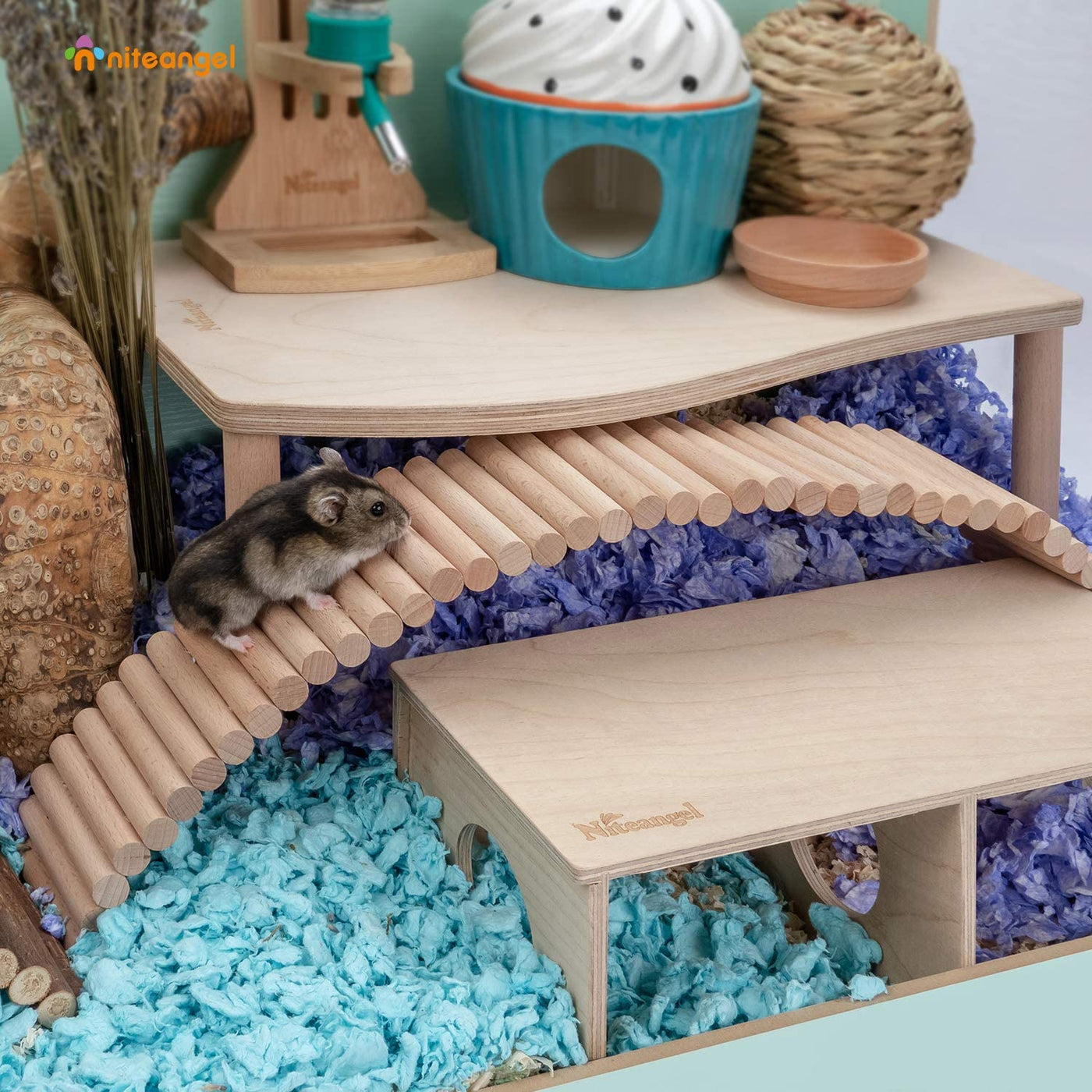 Natural Wood Bridge for Syrian and Dwarf Hamsters Flexible Fencing ...